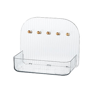 MORNITE Key Holder Stand for Table, Entryway Organizer Countertop with 5 Hooks, Tabletop Tray Rack Storage for Jewelry Rings Phone Bracelets Watches, Clear