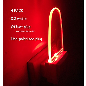 REMINDA 4 Pack Auto Nightlight Lamp with Dusk to Dawn Sensor for Bedroom, Plug in, Red