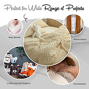 White Minky Fabric by The Yard | Oeko-TEX Certified Plush Fabric | Soft Minky Dimple Dot Cuddle Fabric | 36" X 60" inches Wide | Baby Blanket, Apparel, Throws | 2 Continuous Yards