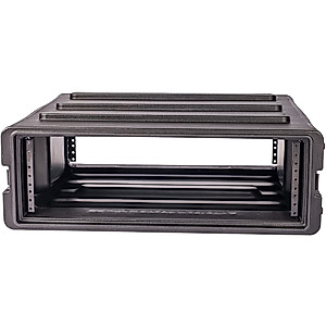 SKB Cases 3U rSeries Standard Roto Molded LLDPE Rack with Flush Carry Handles and Non-Slip Rubber Feet, Includes Rack Mount Screws