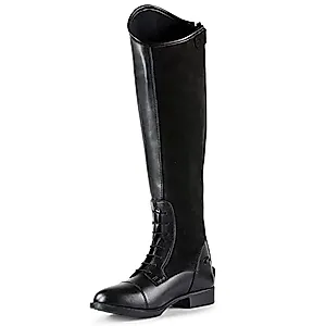 HORZE Women’s Rover Tall, Synthetic Leather, All-Weather, Water-Resistant, Comfortable Classic British Horse Riding Field Boots with Laces and Rear Zipper - Black 7.5 Medium