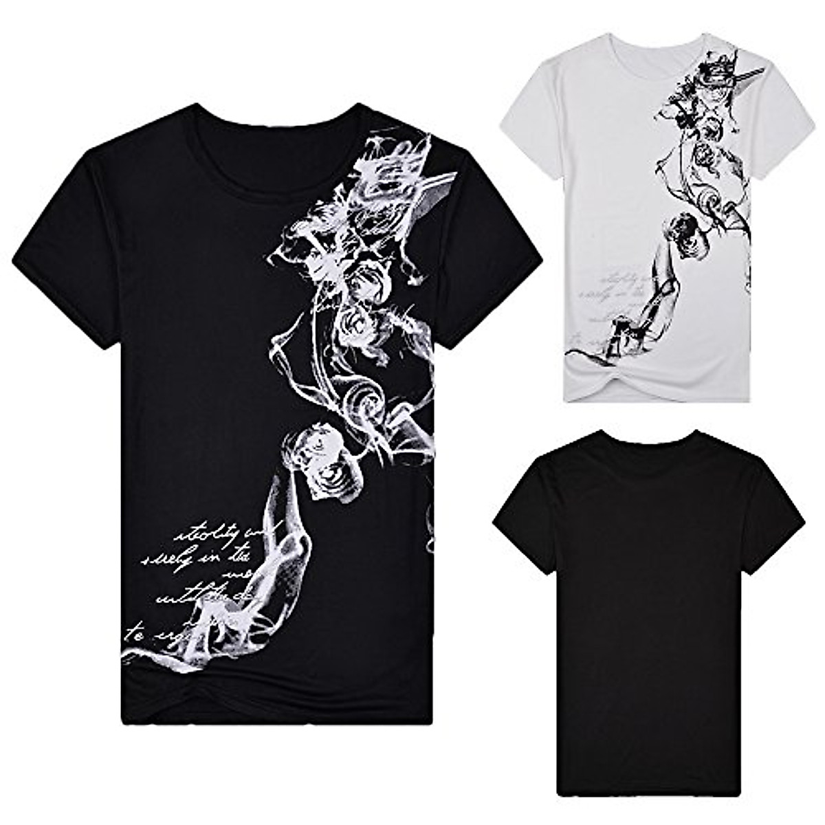 YOMXL Short Sleeve T-Shirts Mens Cotton Graphic Printed Crew Neck Tee Casual Summer Pullover Tops White