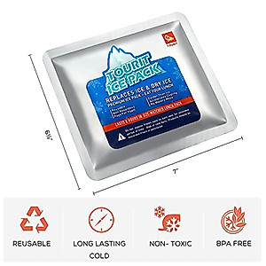 TOURIT Reusable Ice Pack for Coolers, Long Lasting, Cooler Ice Packs for Cooler Bag, Lunch Bags/Boxes, Cooler Backpacks, Freezer Packs for Coolers(Set of 4)