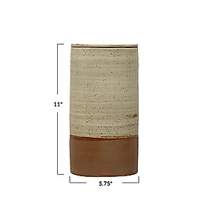 Bloomingville Stoneware 2-Tone Lid, Natural and Brown Canister