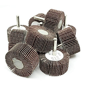 Benchmark Abrasives 2" x 1" Aluminum Oxide Flap Wheel with 1/4" Shank Mounted, Perfect for Woodworking Grinding Polishing Rust Paint Removal (10 Pack) - 40 Grit