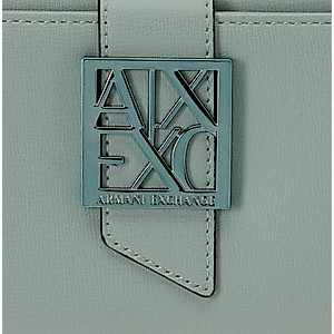 A|X Armani Exchange Women's Square Logo Flap Wallet, Magnesium, OS