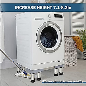 Kokorona Washing Machine Stand Mini Fridge Stand with 8 Strong Feet (7.1-8.3in High), Adjustable Refrigerator Base Multi-Functional Washer Dryer Pedestals, Max Load 440LBS