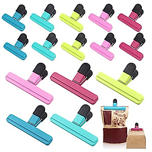 Pack of 15 Chip Clips Large Bag Clips for Chips Plastic Food Clips for Food Packages(5 Large and 10 Small)