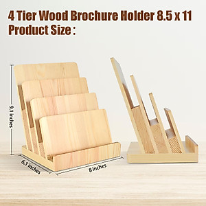 DLUGOPIS 4 Tier Wood Brochure Holder 8.5 x 11Magazine Display Rack Brochure Display Stand Literature Holder Pamphlet Display Stand Magazine Organizer Flyer Display Holder for Table Counter