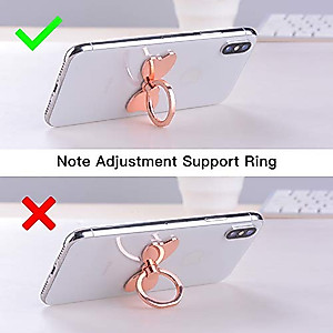 pzoz Metal Cell Phone Finger Ring Stability Holder Back Stand Collapsible Hand Grip Knob Loop Car Mount Hook Kickstand 360 for iPhone Samsung Galaxy Mobile Cute Accessories (Rose Gold)