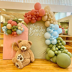 We Can Bearly Wait Sign Teddy Bear Baby Shower Decoration Backdrop Wooden Banner for Gender Reveal Party(Girl Boy Baby) Theme Party