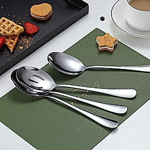 Serving Spoons 4 Pieces, Kyraton Serving Spoon, Include 2 Serving Spoon And 2 Slotted Spoons, Stainless Steel Serving Utensils, Serving Set Packing of 4
