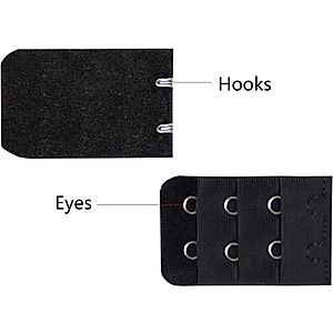 HAALII 60 Set Sewing Hooks and Eyes Closure for Bra Clothing Trousers Skirt DIY Craft, Trousers Skirt Sewing DIY Craft, 3 Sizes, Black and Silver