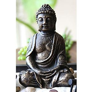Royal Brands’ Zen Garden with Buddha, Rake, Tea Light Candle and Incense Holder - Peace and Tranquility (14.5"x5"x7")
