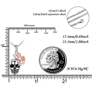 Hxillery Skull Necklace 925 Sterling Silver Eagle Claw SkullRose and Skull Necklace Goth Vintage Skeleton Skull Necklaces Halloween Pendant Accessories Gothic Punk Statement Jewelry Gift Halloween