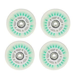 Gaweb Skating Shoes Wheels,4Pcs 76/80mm Skating LED Luminous Flashing Inline Roller Skates Shoes Wheels Green 80mm