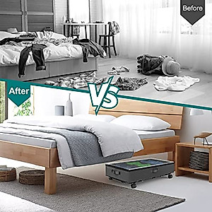 3rd Generation Under Bed Storage with Wheels 2-in-1 Underbed Storage Bins Containers Label Shoe Storage Organizer Drawer Bag Clear Window Solid Fabric for Bedroom Clothes Shoe Blanket (one-black)