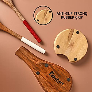 Folkulture Acacia Wood Spoon Rest for Stove Top, Coffee Spoon Rest for Kitchen Counter, Round Kitchen Spatula Holder for Countertop, Spoon Holder Boho, Farmhouse Spoon Rest (4.7 Inches - Natural)