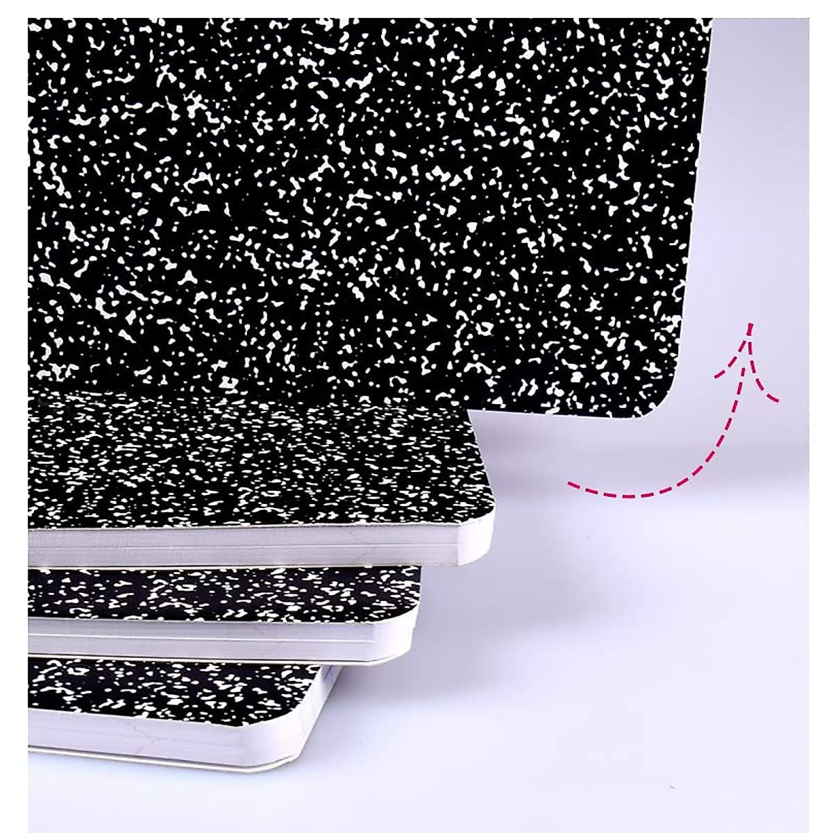 KAISA Composition Notebooks, Graph Ruled, 9-3/4" x 7-1/2" Quad Ruled, Black Marble Covers Composition Notepads Journal Notebooks 100 Sheets 4 Pack