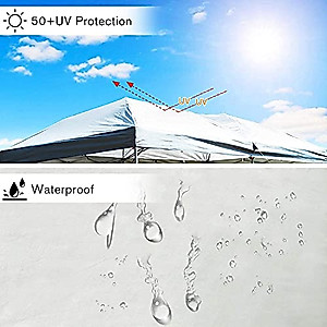 PORTAL 10x20 Canopy Replacement Cover, Pop Up Canopy Tent Top Cover Without Frame Legs Instant Patio Gazebo Pergola Sun Shade, White