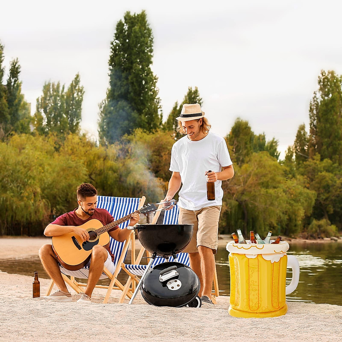 Inflatable Beer Mug Cooler for Pool Party Supplies, BBQ, Beach Parties (23 in)