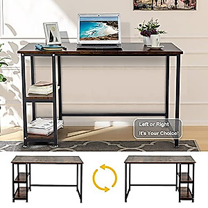 Meticpr Desk with Hutch Brown Computer Desk Computer Desk with Hutch Desk Bookshelf Desk with Shelves Brown Computer Desk Computer Tables L Shaped Desk with Shelves Under 150 (Brown, One Size)