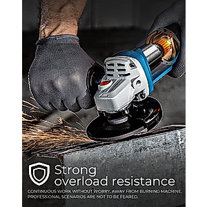 DongCheng Angle Grinder 4-1/2 inch 6.7-Amp Paddle Switch Cut off Tool 11800RPM Electric Grinder Power Tools with Cutting & Grinding Wheels, Flap Discs, Auxiliary Handle for Wood Metal & Rust Removal