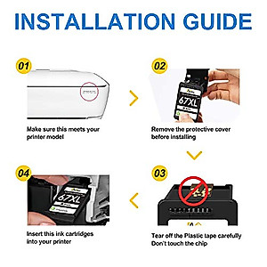 FACMS Remanufactured Ink Cartridge Replacement for HP 67 67XL for Envy 6052 6058 6075 DeskJet 2732 2755 DeskJet Plus 4152 4155 4158 Printer (1 Black 1 Tri-Color)