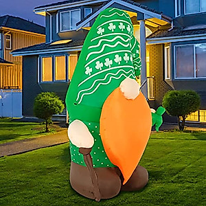 Inflatable St Patricks Decorations 7FT Blow Up Leprechaun with Walking Stick Inflatable Green Hat Elf Holding Shamrocks for Irish Day Yard Decoration Lucky Holiday Outdoor Clearance…