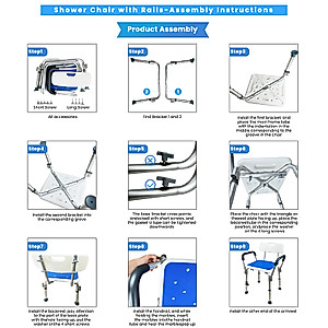 Shower Chair for Inside Shower Seat with Padded Armrests Cushion and Backrest Equipped with Suction Feet Adjustable Height Shower Bench Bath Seat for Shower Chair for Inside Tub