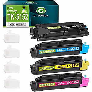 GREENBOX Compatible Toner Cartridge Replacement for Kyocera TK-5152 TK5152 for Mita ECOSYS M6535cidn M6035cidn P6035cdn TK-5152K TK-5152C TK-5152M TK-5152Y Printer (4 Pack), Black