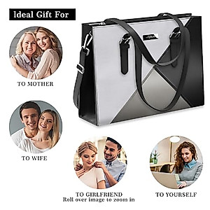 Alfheim Laptop Bags for Women 14 inch Leather Briefcase Large Business Shoulder Tote Bag Ladies Handbag for Office School Travel Work