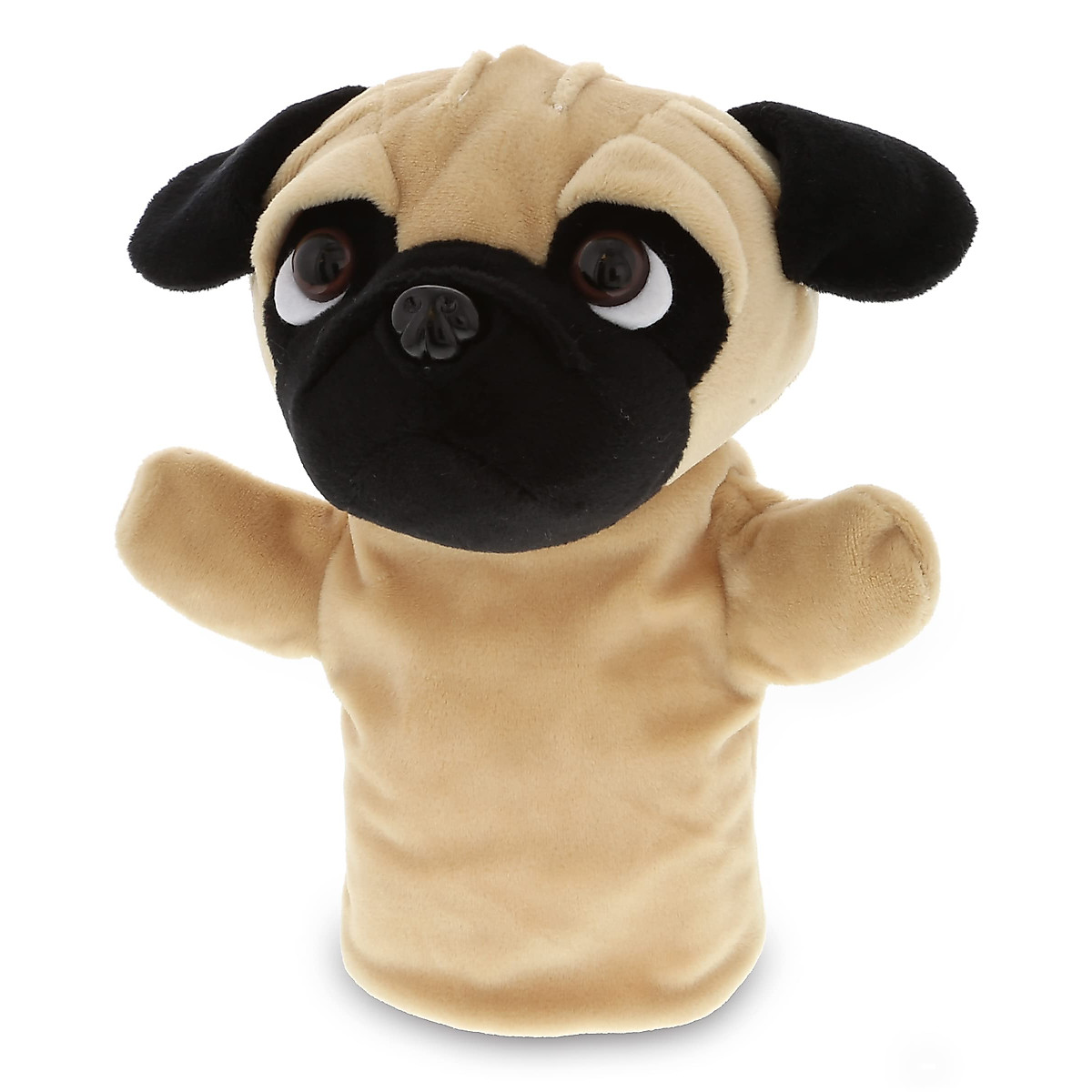 DolliBu Pug Dog Hand Puppet - Super Soft Plush Pug Stuffed Animal Hand Puppets for Kids, Cute Educational Pug Hand Puppets for Adults Teaching and Story Telling Puppet Show Theater Games - 8.5 Inches