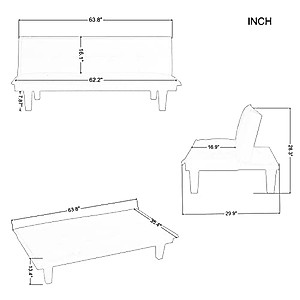 YUNLife&Home Modern Cozy Loveseat,Soft Upholstery Futon Sofa Daybed,Small Love Seat Recliner Couch for Living Room Office Apartment Compact Space Furniture Set,Solid and Easy to Assemble, Black 63.8"w