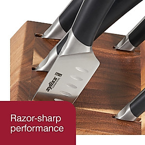Zyliss Comfort Pro 12-Piece Cutlery Block Set - German Stainless Steel Kitchen Knife Set - Dishwasher Safe Knife Set & Acacia Knife Storage Block - 12 Pieces