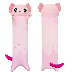 NXNYNZ Pink Long Axolotl Plush Pillow, 28" Soft Cute Axolotl Stuffed Animal Plush Pillow, Axolotl Body Pillow Long Plush Doll for Kids Girls Boys