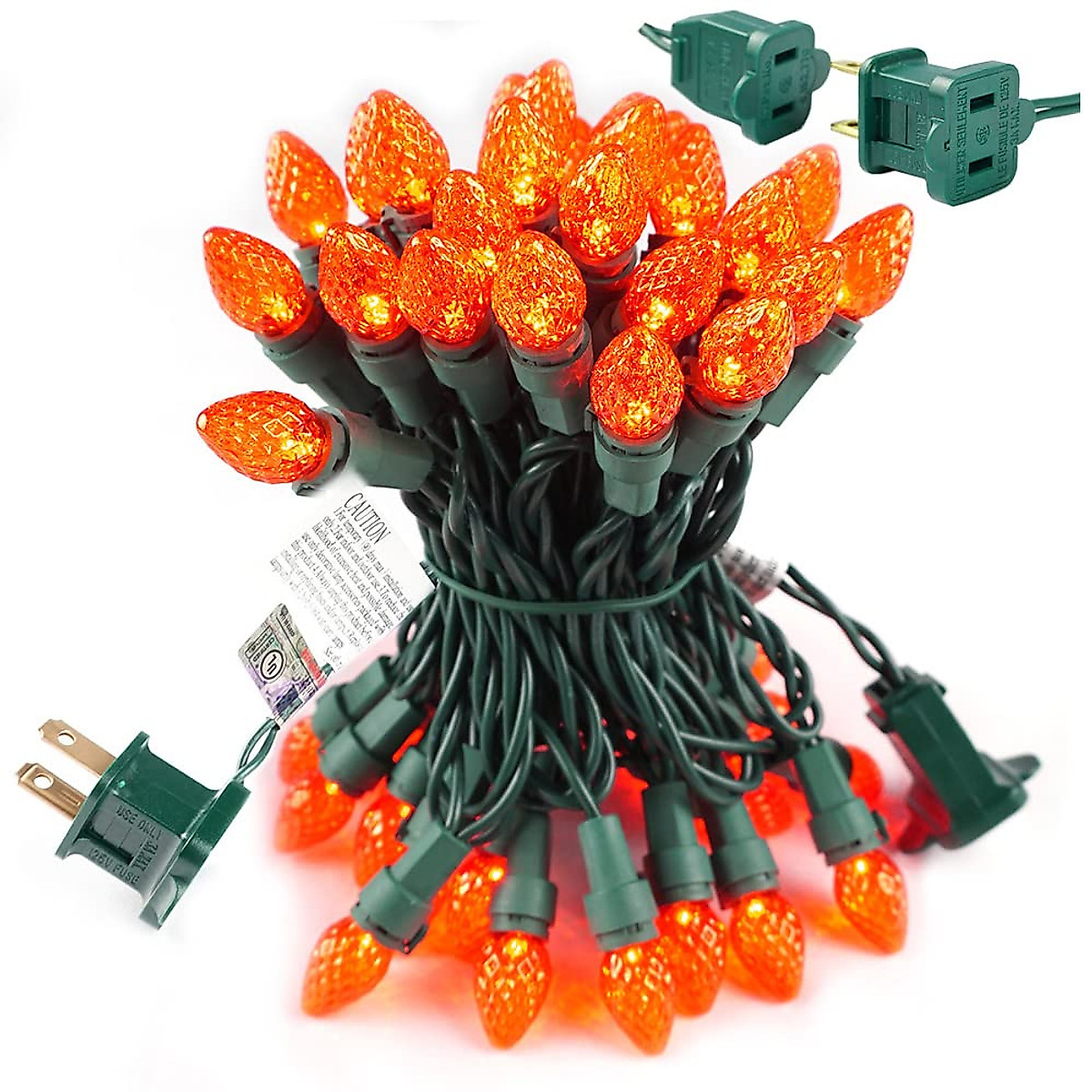 BOHON Halloween String Lights 50 LEDs Orange Lights UL Certified Christmas Lights Green Wire Halloween Lights Plug-in for Indoor Outdoor Halloween Decorations Thanksgiving Tree Carnival Decor