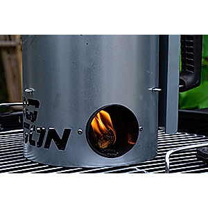 BBQ Dragon | Large Chimney of Insanity Charcoal Starter | Fast, Safe & Easy to Use Chimney | Fire Starter for Charcoal Grill | Galvanized Steel | Side Vent & Heat Resistant Handle | BBQ Accessories