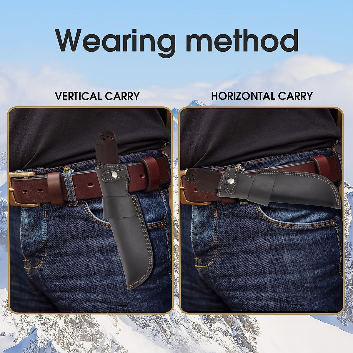 Knife Sheath,Leather Knife Sheath for Belt,Chef Knife Guard,Knife Holster for 5 inch Blade Knife,Knife Holder,Knife Cover Sleeve,EDC Belt Organizer,Sheath for Chef Meat Cleaver,Gifts for Men