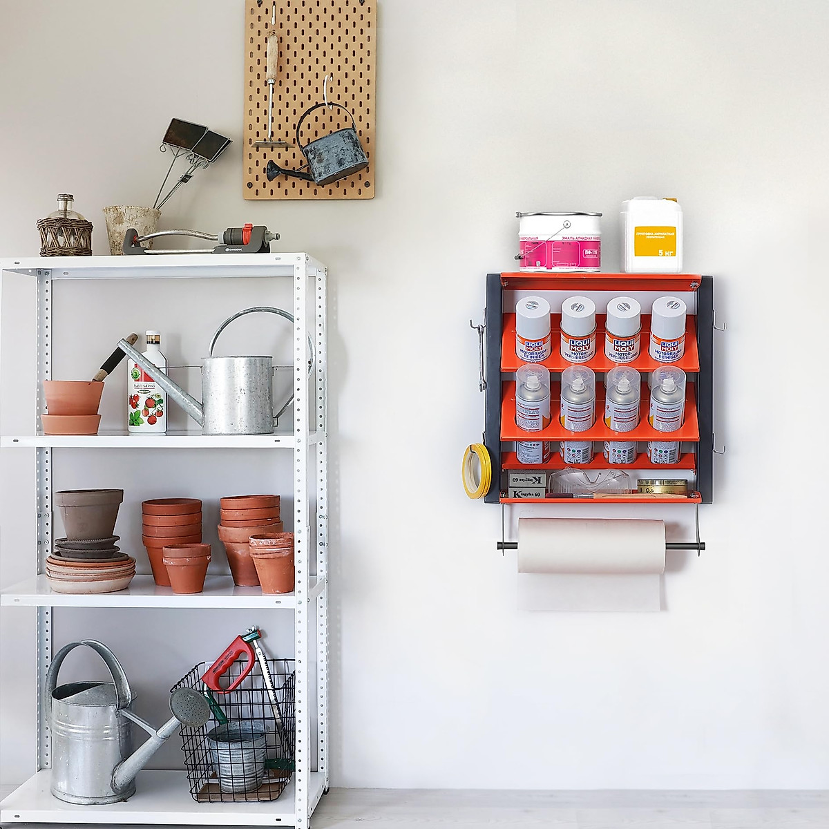 WALMANN Wall Mount Spray Paint Can Holder, Heavy Duty Metal Paint Can Storage Rack for Garage, Shop Paint Can Holder, Holds Up to 100Lbs