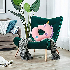 Kids Travel Pillow, Unicorn Neck Pillow for Traveling with Eye Mask, Toddler Neck Pillow, Kids Airplane Travel Essentials Road Trip Must Have, Cute Car Seat Headrest Pillow for Adult Child (Pink)