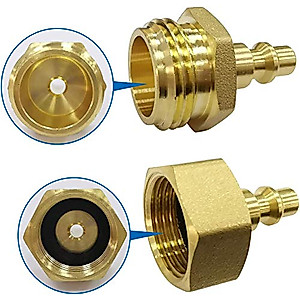 Lead-Free Brass Winterize Sprinkler Systems Blowout Plug Quick Connect Air Compressor 1/4" Adapter | Fits Garden Hose 3/4" Threading Water Blowout Adapter Fitting to RV and Campe (2)