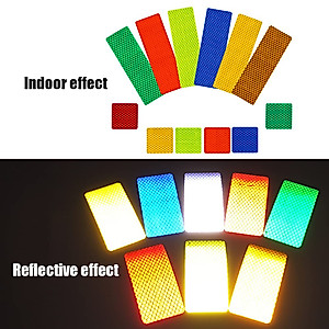 SEADEAR 10 Pieces Reflective Warning Stickers, Night Warning Reflective Sticker Waterproof PET Reflective Sticker Personalized Body Stickers for Car, Motorcycle, Helmet, Rectangular Red