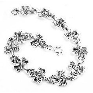 Sterling Silver Shamrock or 3 Leaf Clover Luck Bracelet