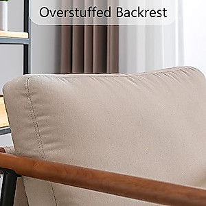 ANJHOME Mid Century Modern Accent Chairs Set of 2, Fabric Lounge Chair with Steel Frame, Comfy Simple Upholstered Armchair for Living Room