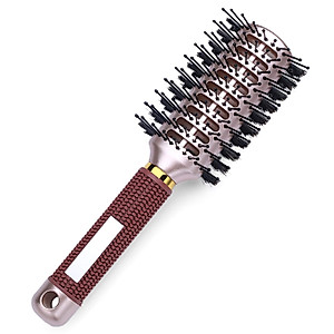 PERFEHAIR Oval Styling Vent Hair Brush for Blow Drying, Double Sided Boar and Nylon Bristle Brush for Medium Short Length Hair