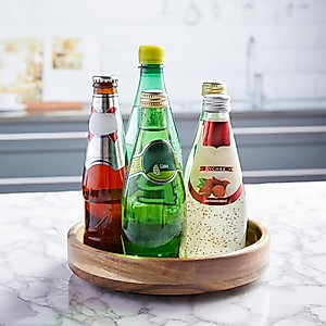 9" Lazy Susan Turntable Organizer for Cabinet, Acacia Wood Lazy Susan for Cabinet Table Pantry Kitchen Countertop Cupboard or Bathroom Organization, Kitchen Turntable Storage Container