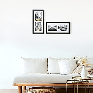 UMICAL 5x7 Picture Frame bundle with 5x7 Aluminum Picture Frame with 2 Mats and HD Plexiglass Metal Molding Photo Frames