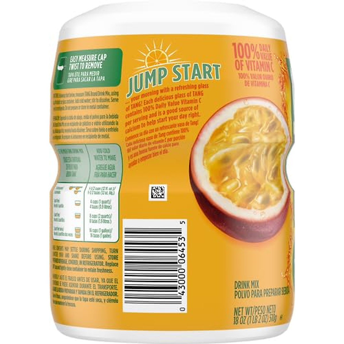 Tang Vitamins Passion Fruit Sweetened Powdered Drink Mix 1 Count 18 oz Canister