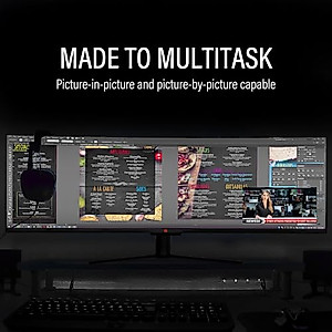 Deco Gear 49" Curved Ultrawide E-LED Gaming Monitor, 32:9 Aspect Ratio, Immersive 3840x1080 Resolution, 144Hz Refresh Rate, 3000:1 Contrast Ratio (DGVIEW490)